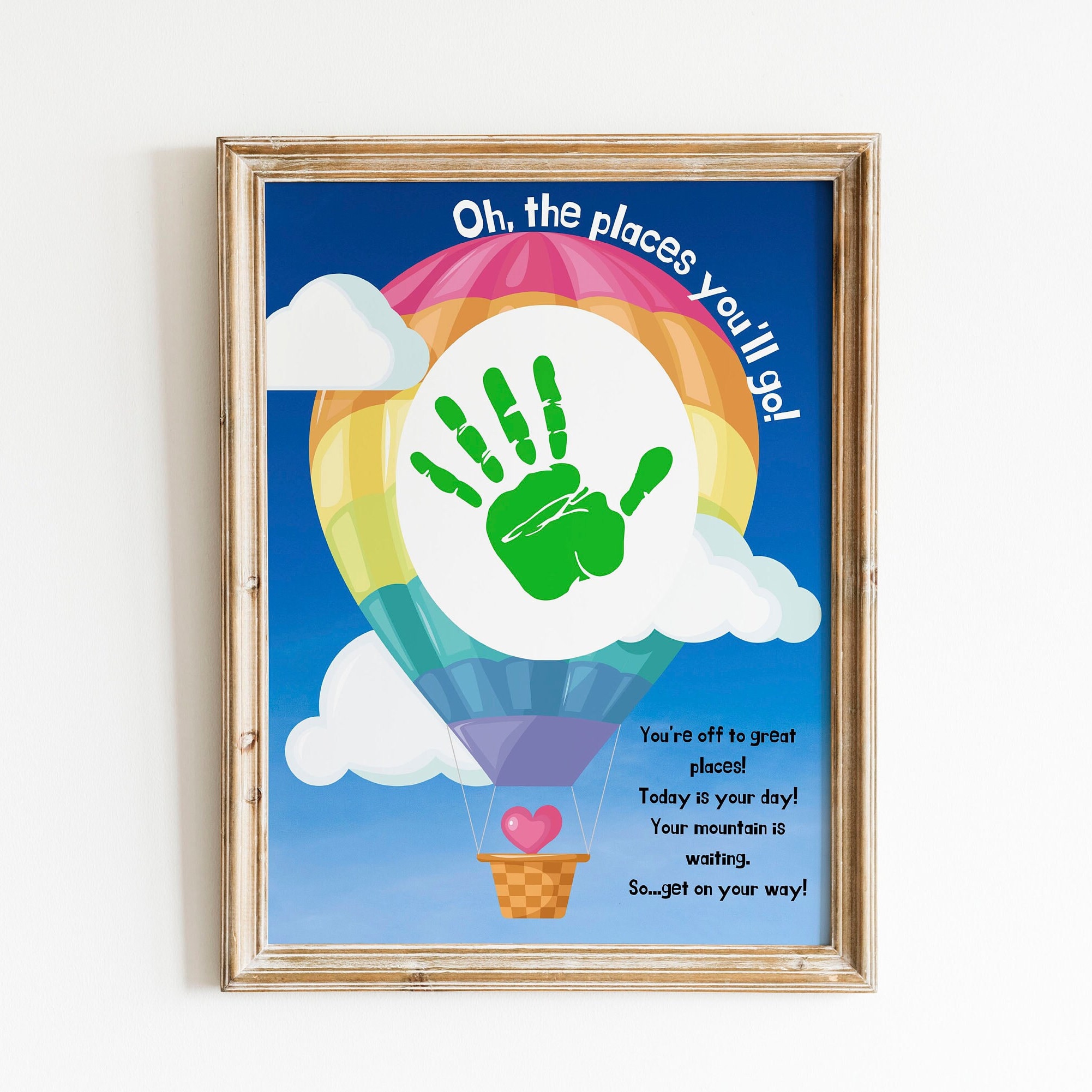 Oh the Places You'll Go Handprint Art, Dr Seuss Birthday Craft, Hot Air ...