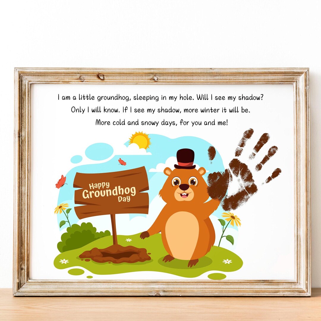 Groundhog Day Handprint Art, Punxsutawney Phil Craft, February 2nd ...