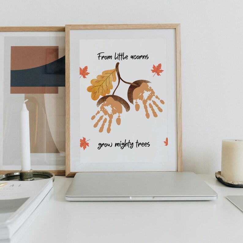 Little Acorns Handprint Craft, Printable Fall Handprint Activity, Kids ...