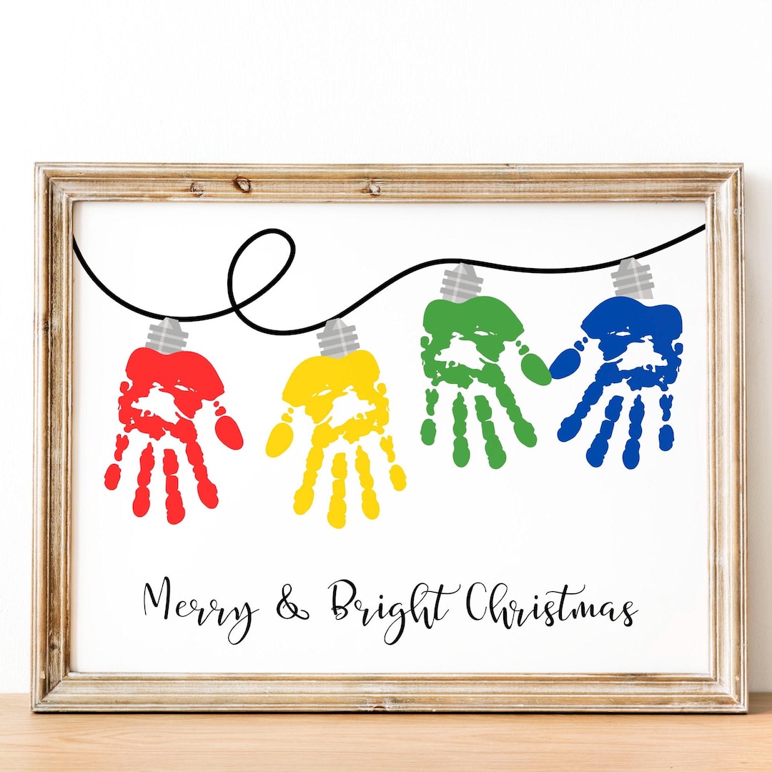 Christmas Lights Handprint Craft, Merry and Bright Christmas, Winter ...