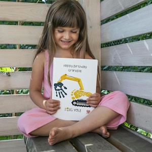 Construction Handprint Art for Grandpa, Happy Birthday Gift From ...