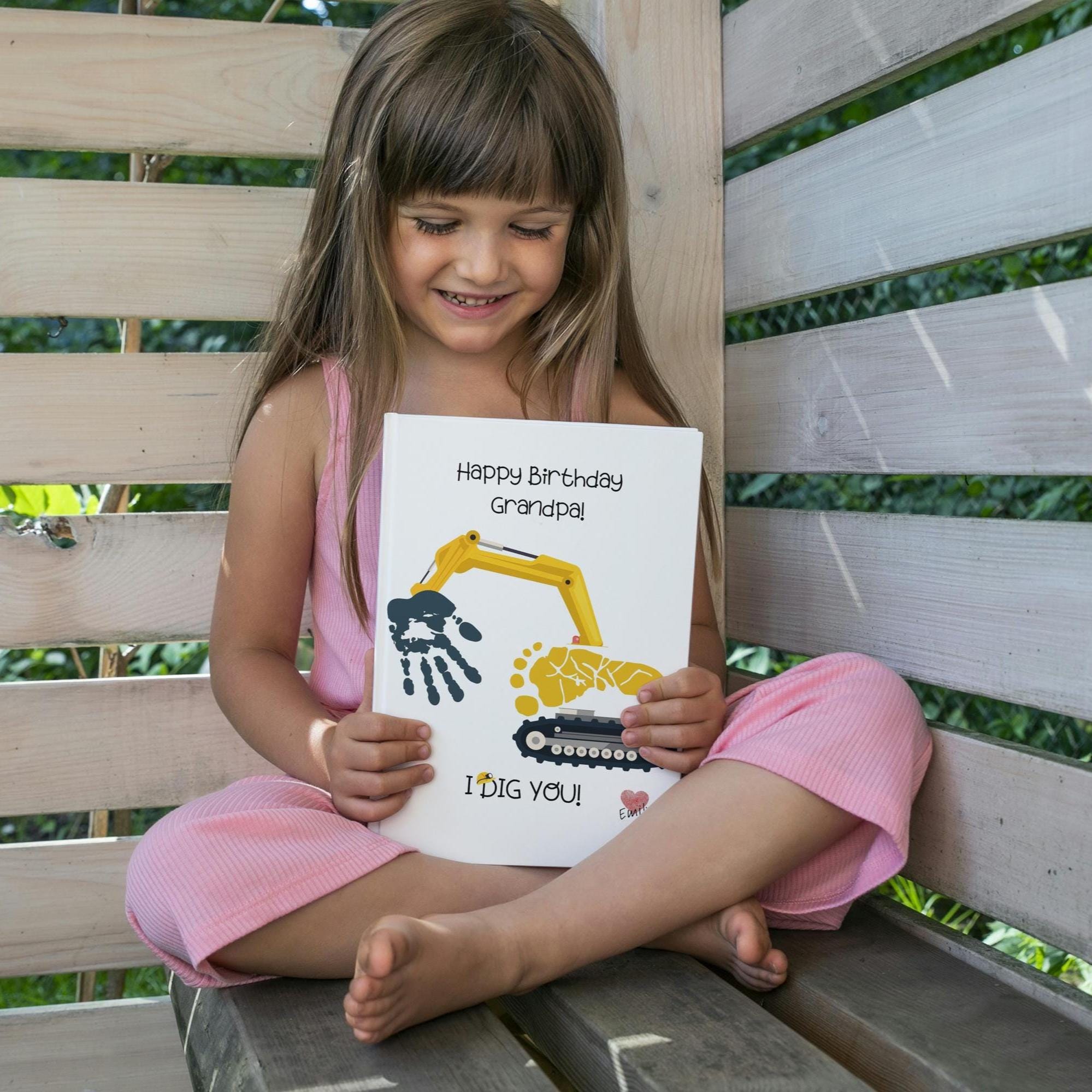 Construction Handprint Art for Grandpa, Happy Birthday Gift From ...