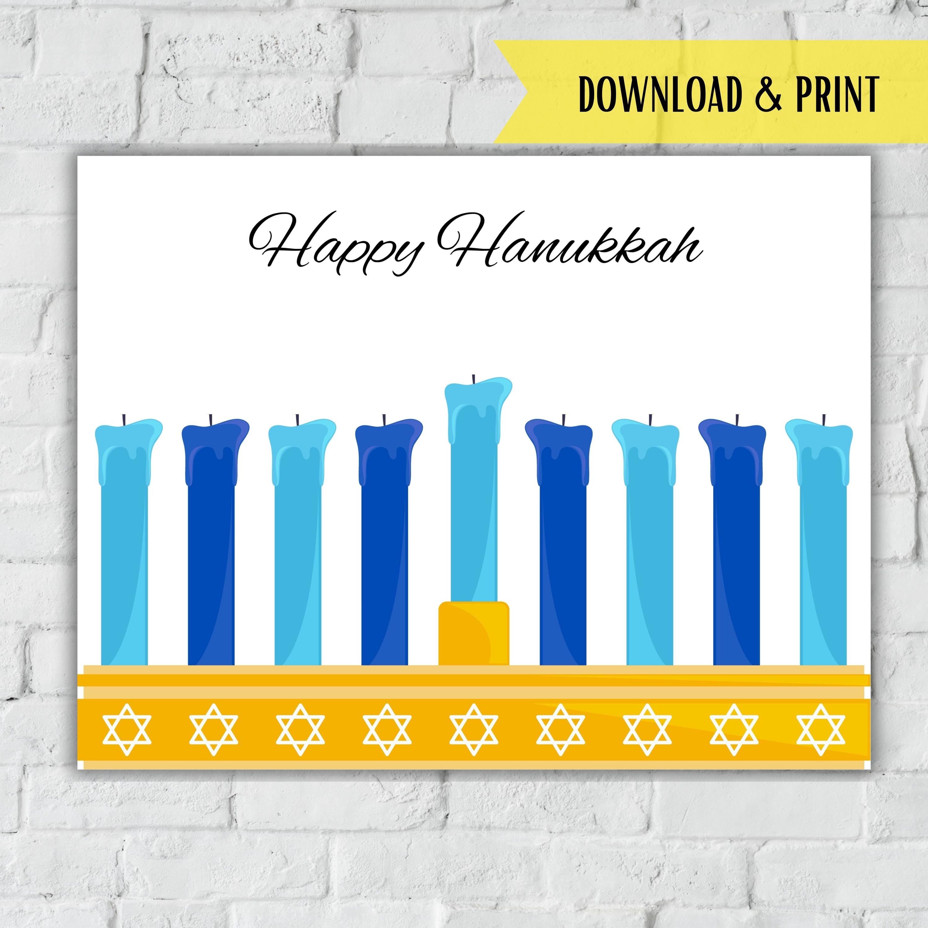 Hanukkah Menorah Craft for Kids, Fingerprint Hanukkah DIY Card, Jewish ...
