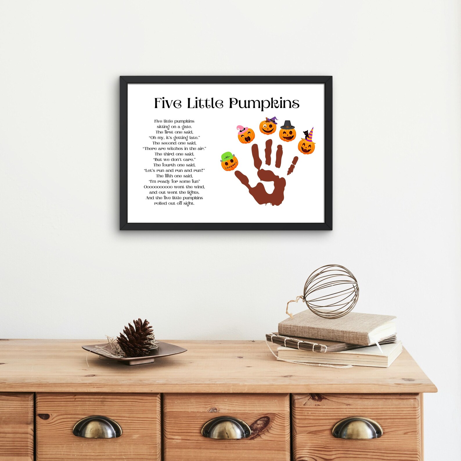Five Little Pumpkins, Halloween Handprint Art, Printable Halloween ...