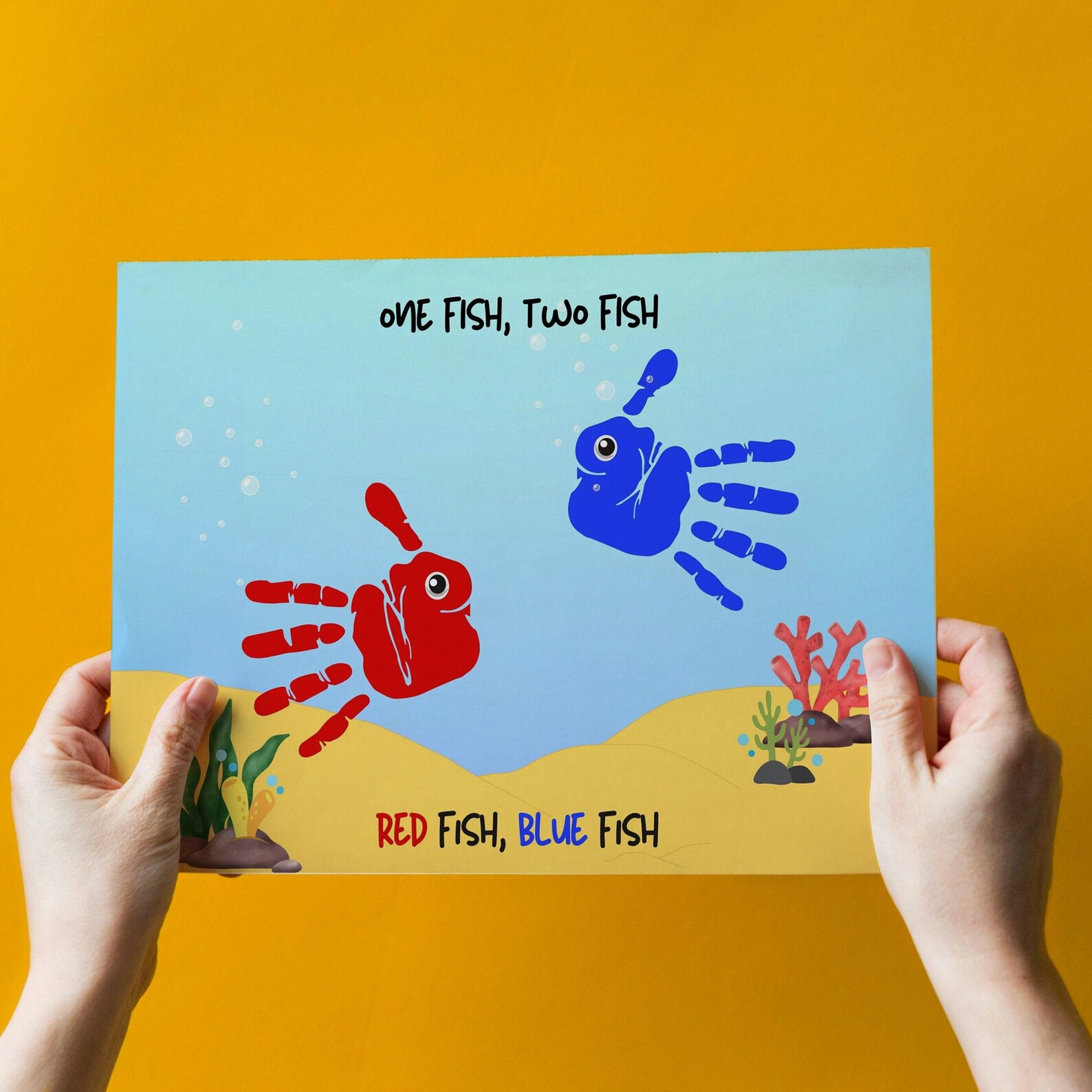Dr. Seuss Handprint Activity, One Fish Two Fish, Red Fish Blue Fish ...