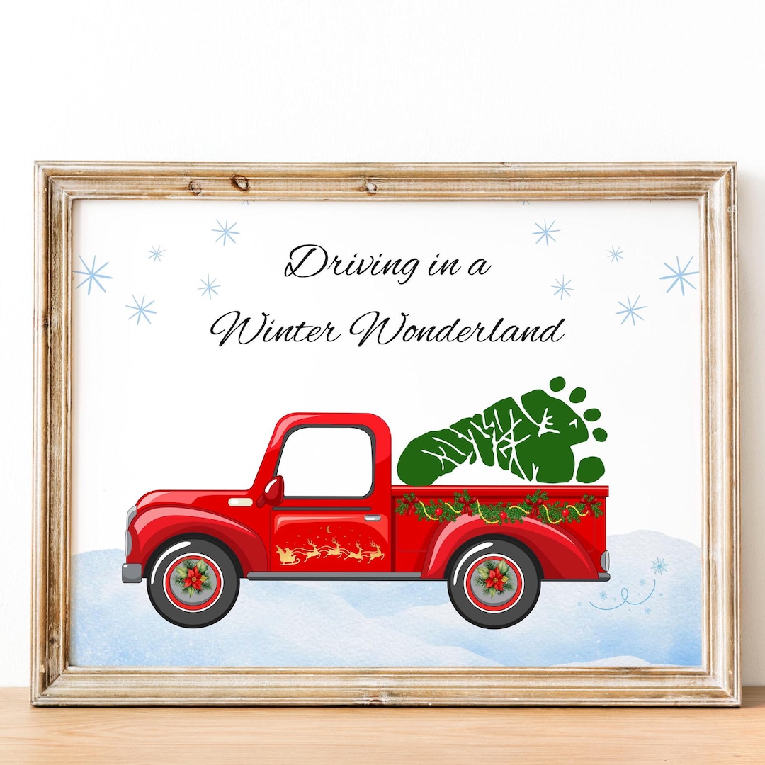 Christmas Footprint Tree Craft: Driving in a Winter Wonderland ...