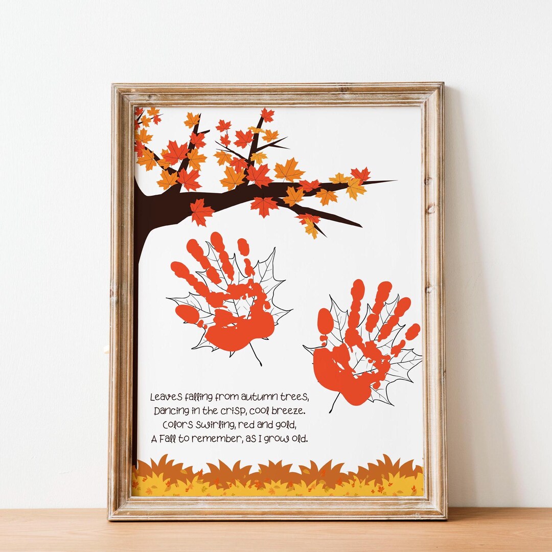 Falling Leaves Handprint Craft, Printable Autumn Activity, Fall ...