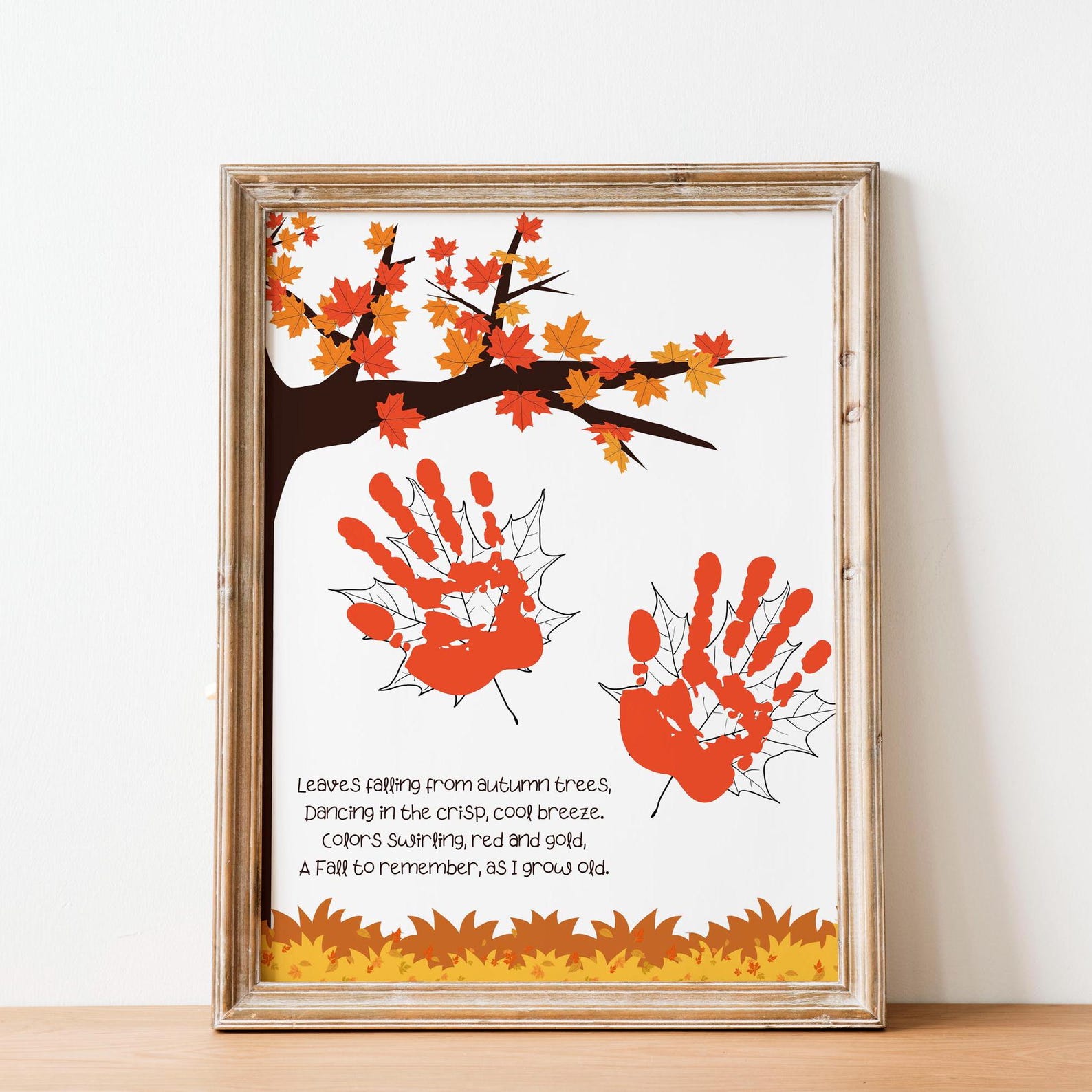Falling Leaves Handprint Craft, Printable Autumn Activity, Fall ...
