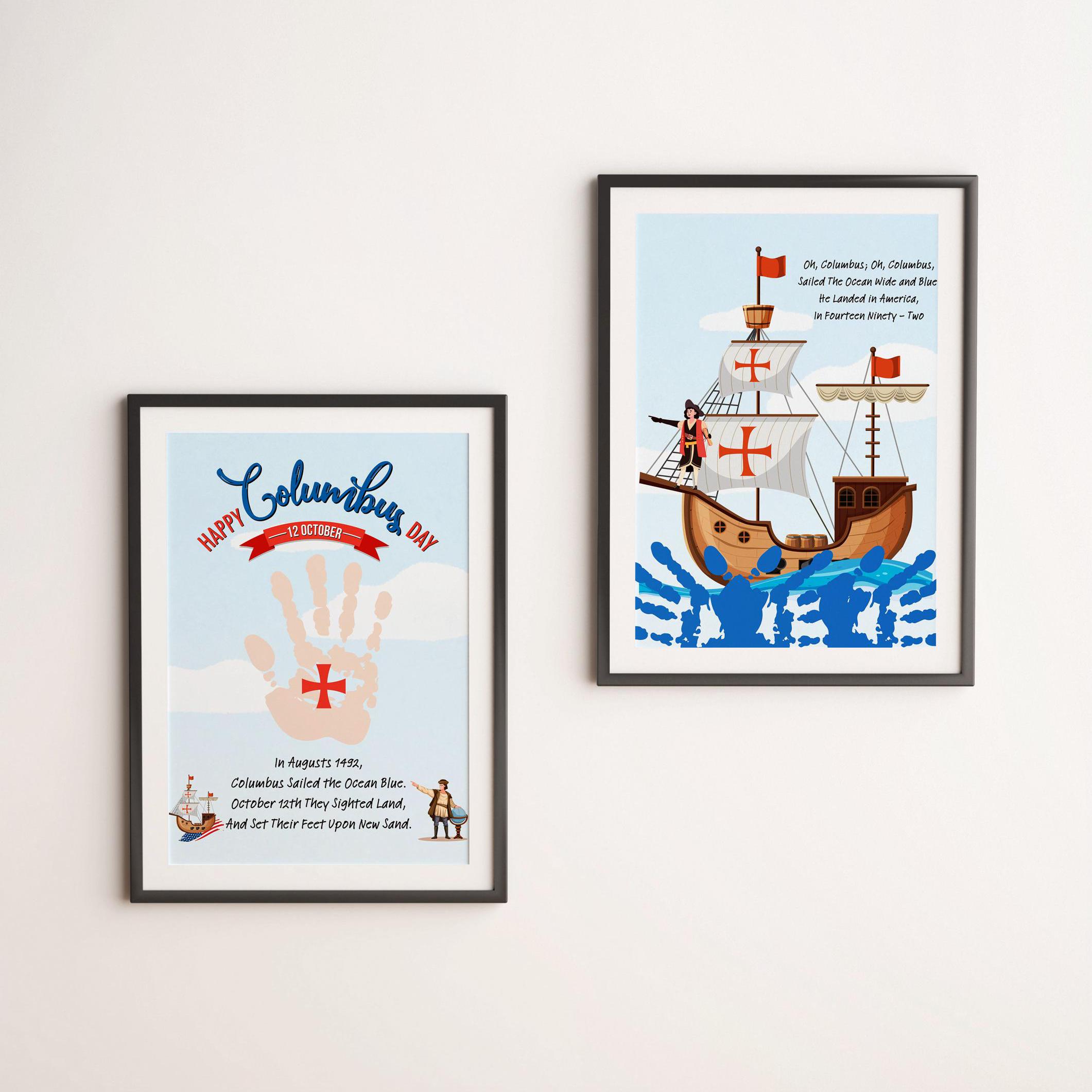 Columbus Day Handprint Set, Printable Christopher Columbus Craft, USA ...