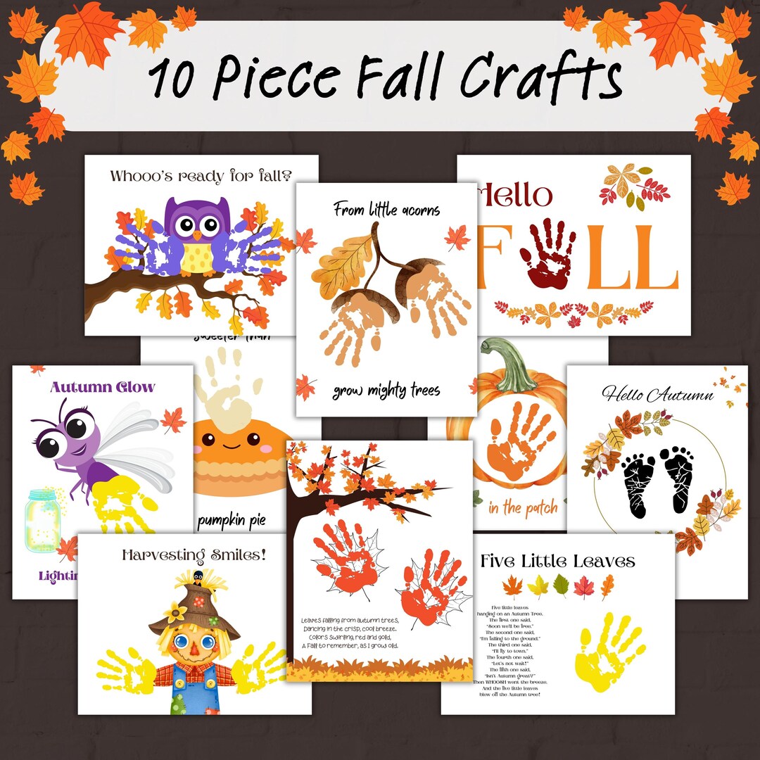 Fall Handprint Art Bundle, Printable Autumn Activities for Kids, Fall ...
