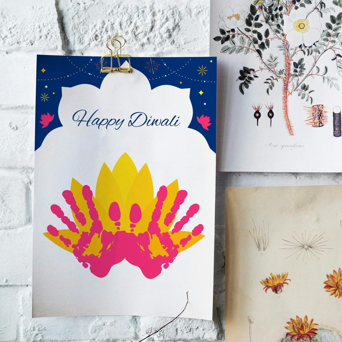 Happy Diwali Handprint Art for Kids, Printable Diwali Activity ...