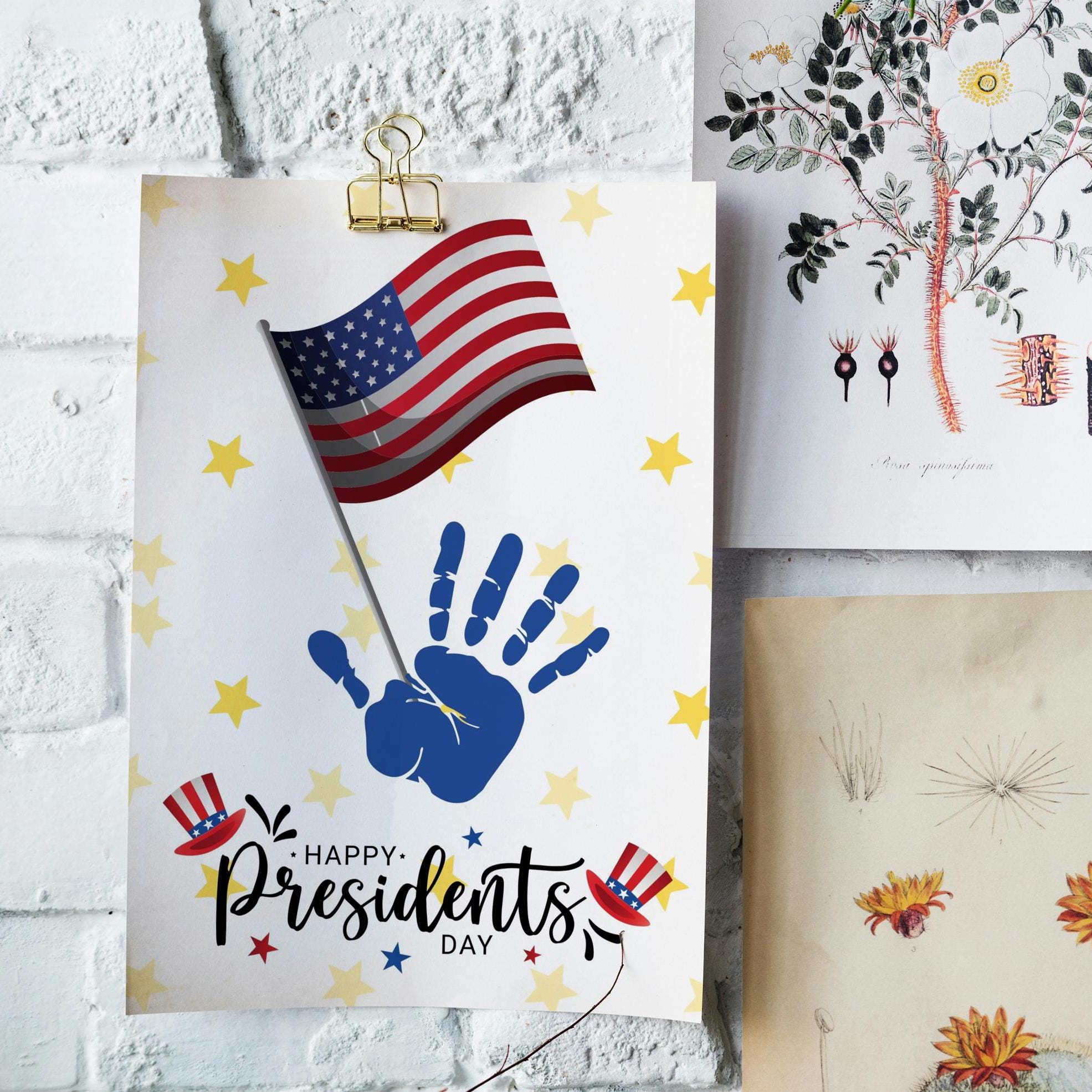 President's Day Handprint Art, USA Presidents Day Craft, Printable ...