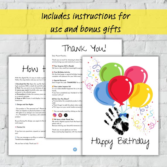 DIY Handprint Balloon Art Birthday Handprint Craft Kit - DIY Handprint ...