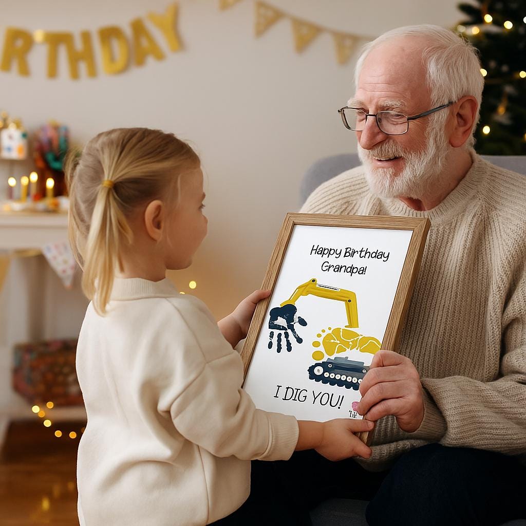 Construction Handprint Art for Grandpa, Happy Birthday Gift From ...