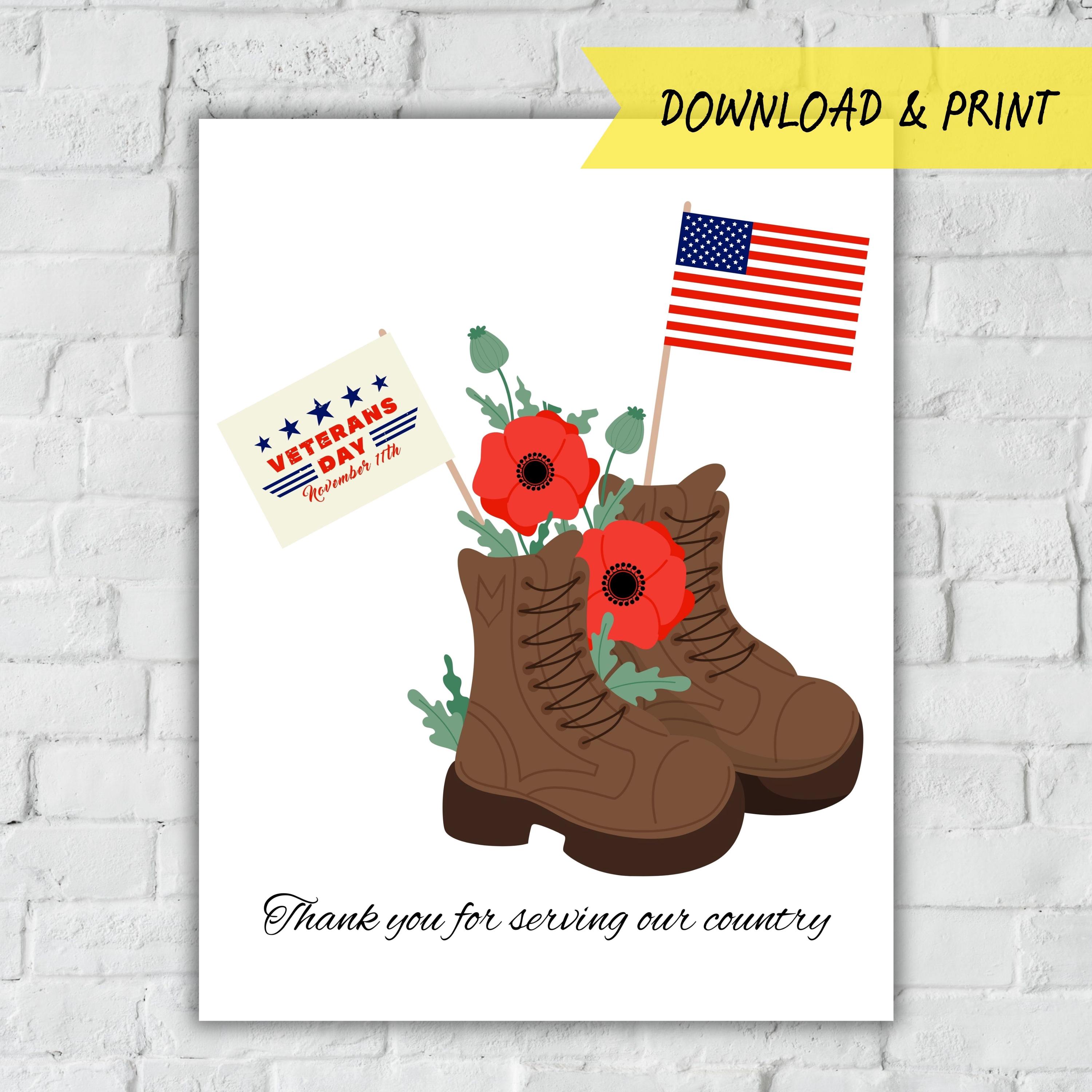 Veterans Day Handprint Craft for Kids, Thank You Veteran Card ...