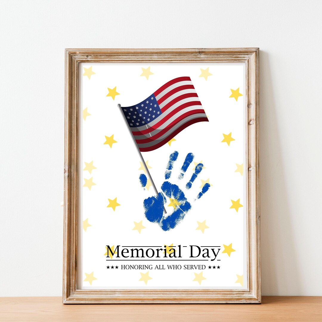Memorial Day Handprint Craft, USA Flag Handprint Art, Memorial Day Kids ...