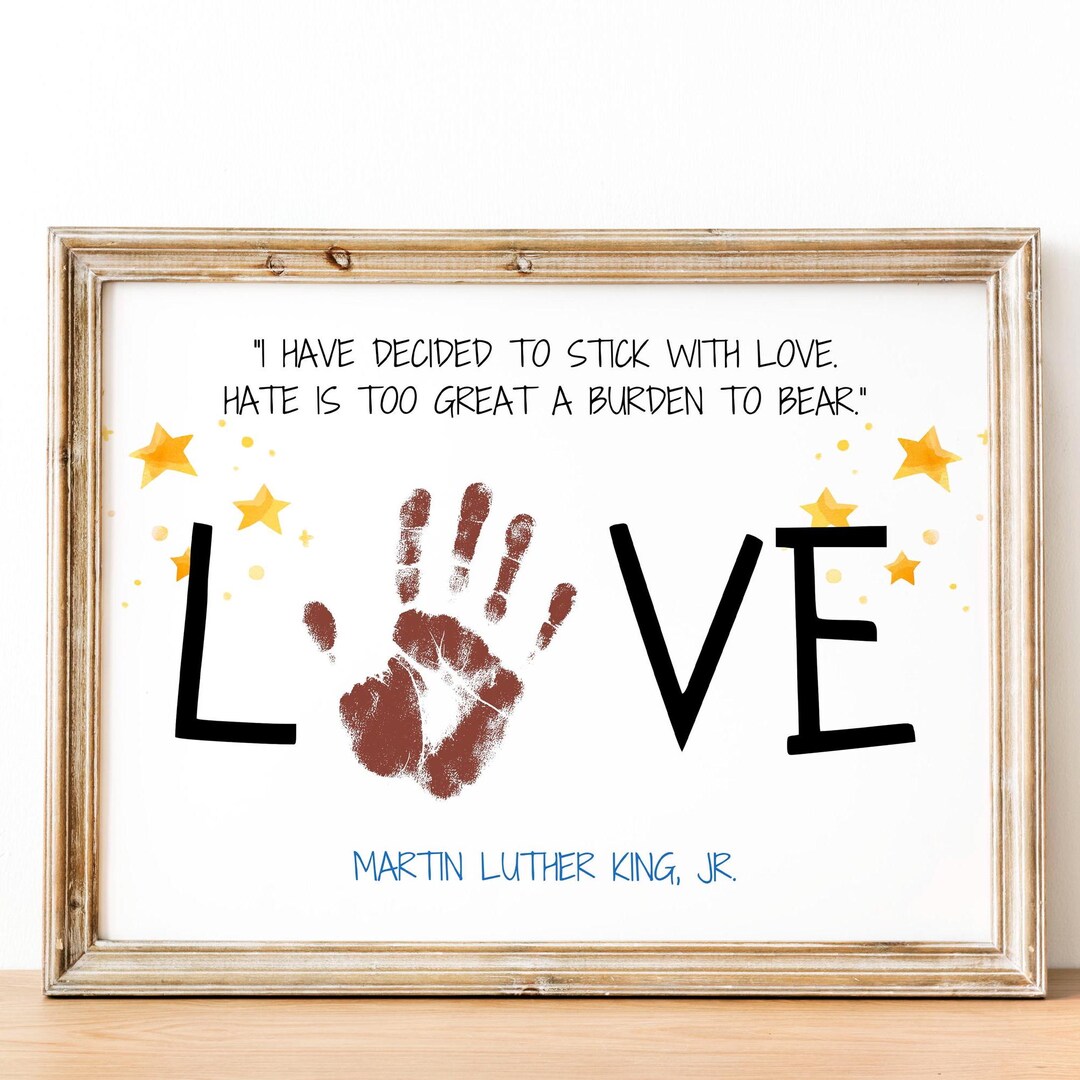 Martin Luther King Jr Handprint Art, MLK Day Crafts for Kids, Black ...