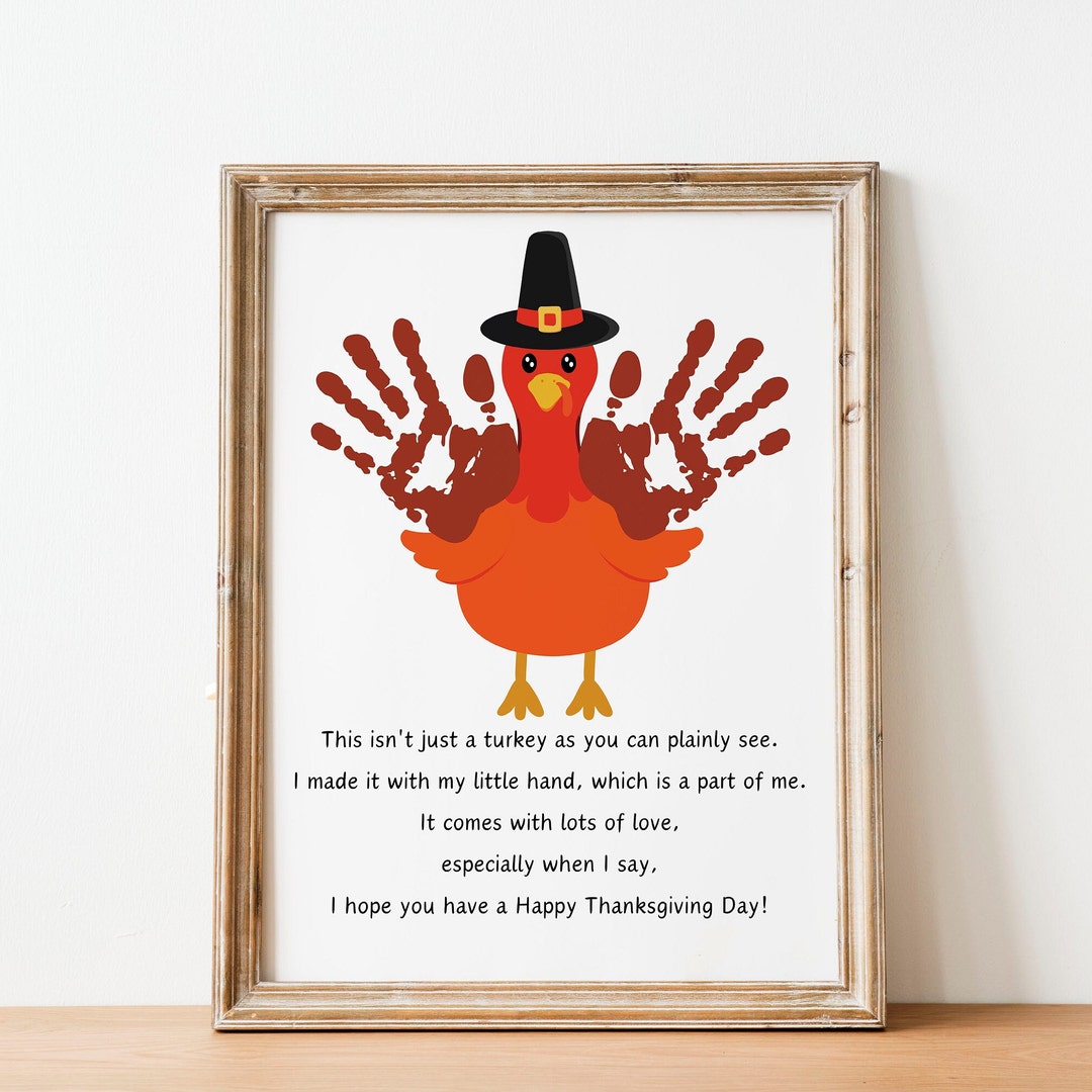 Thanksgiving Turkey Handprint Art, Printable Thanksgiving DIY Activity ...
