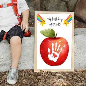 First Day of Pre-k Handprint Craft, First Day School Sign, Printable ...