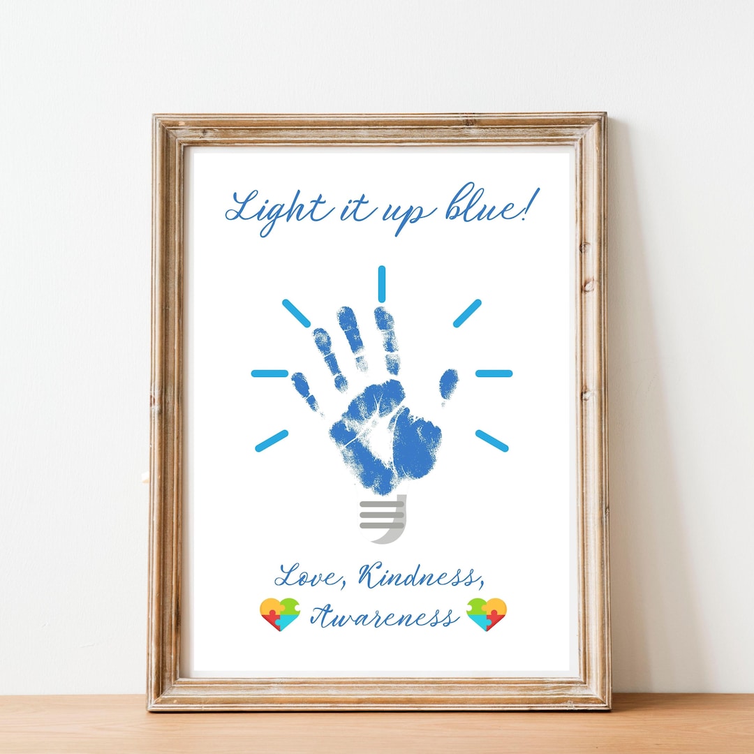 Light It up Blue Handprint Craft, Autism Awareness Keepsake ...