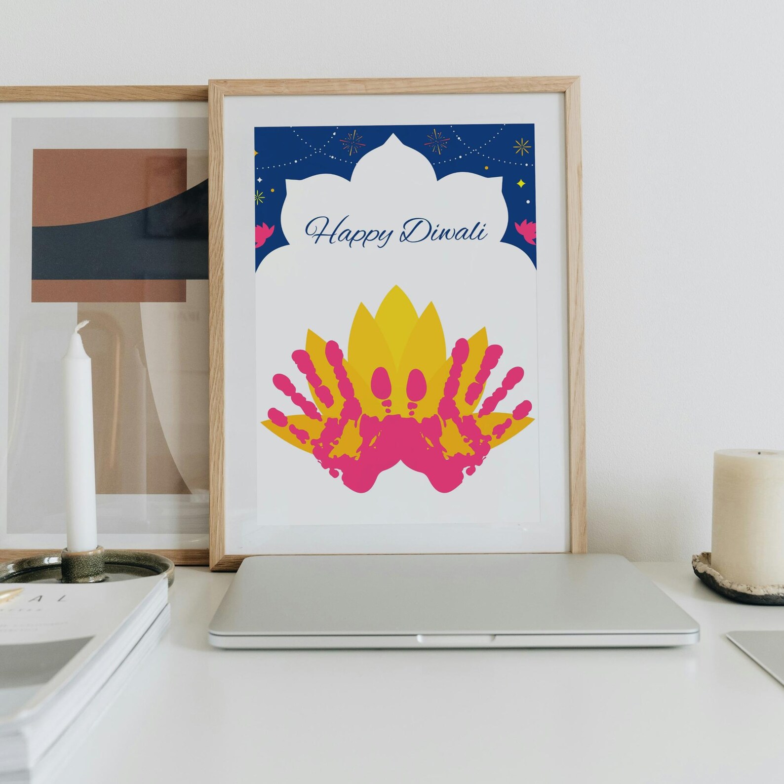 Happy Diwali Handprint Art for Kids, Printable Diwali Activity ...