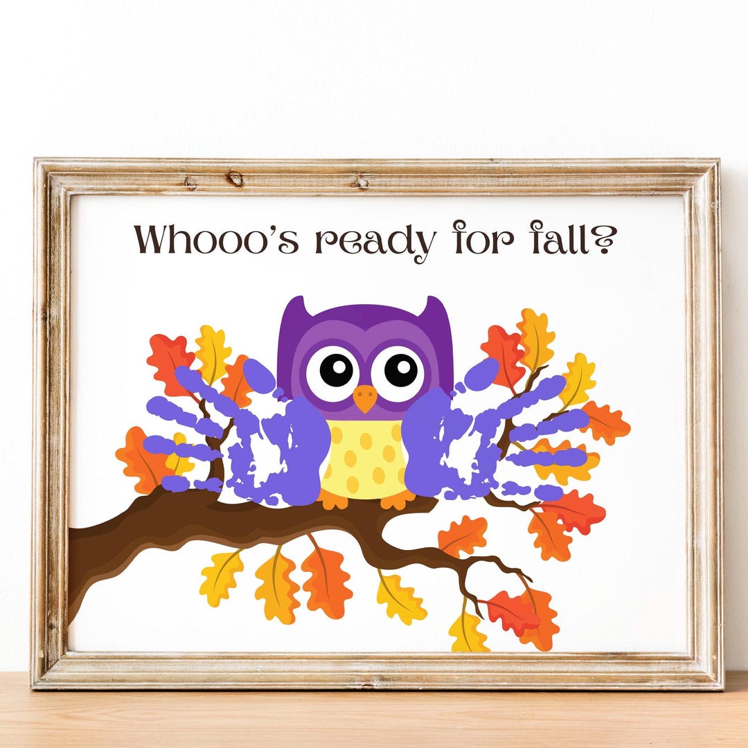 Fall Handprint Craft for Kids, Handprint Owl Craft, Printable Autumn ...