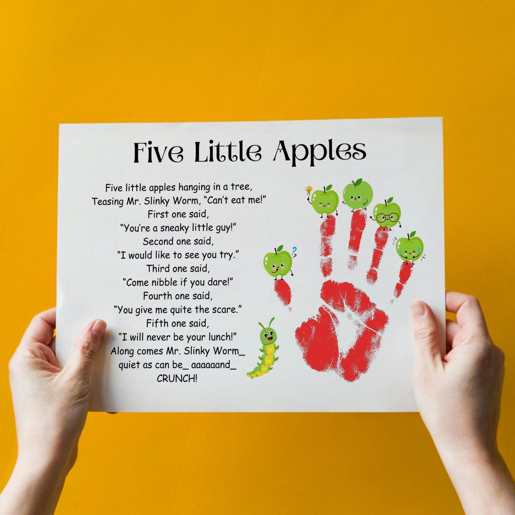 Five Little Apples Poem Handprint Art, Printable Fall Apple Craft ...