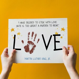Martin Luther King Jr Handprint Art, MLK Day Crafts for Kids, Black ...