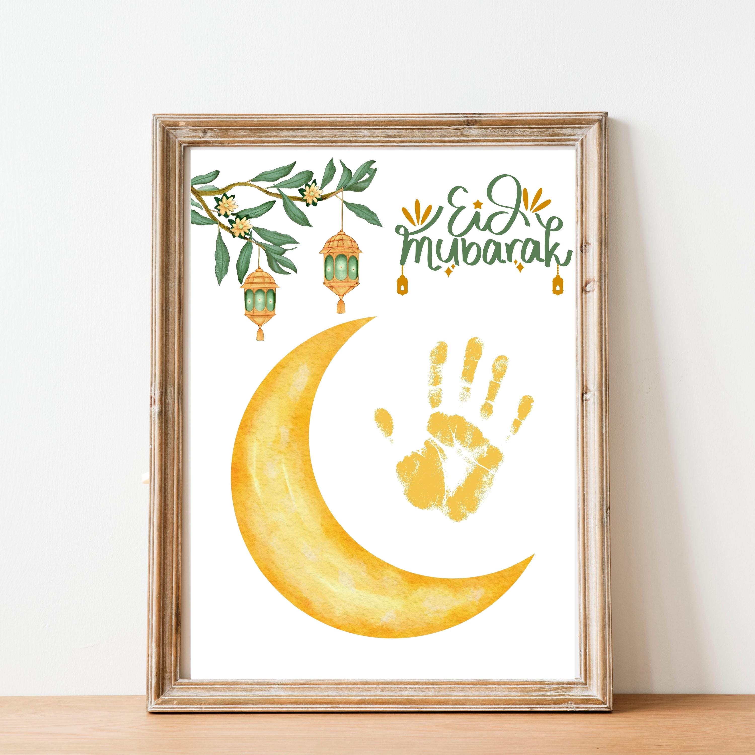 Eid Mubarak Handprint Art, Printable Ramadan Craft, Preschool Islamic ...