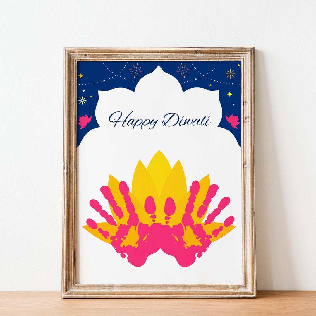 Happy Diwali Handprint Art for Kids, Printable Diwali Activity ...