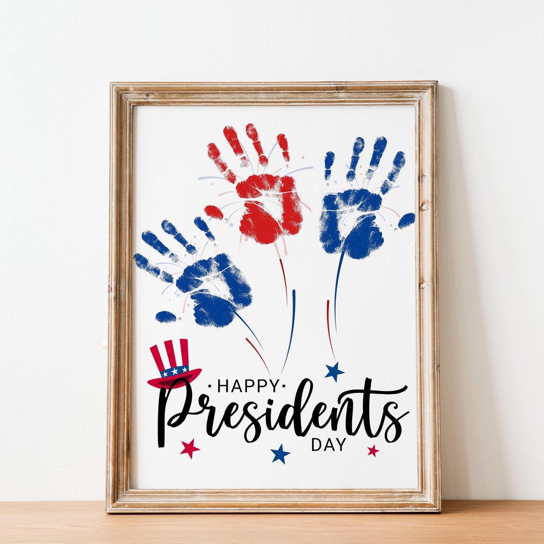 Presidents Day 2025 Handprint Art, Washington Birthday Craft, Happy ...