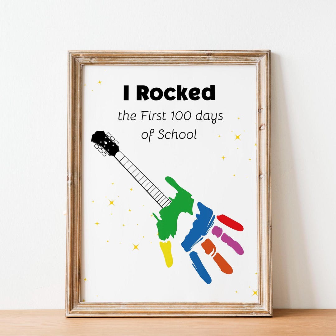 100 Days of School Handprint Art, Rocked the First 100 Days of School ...