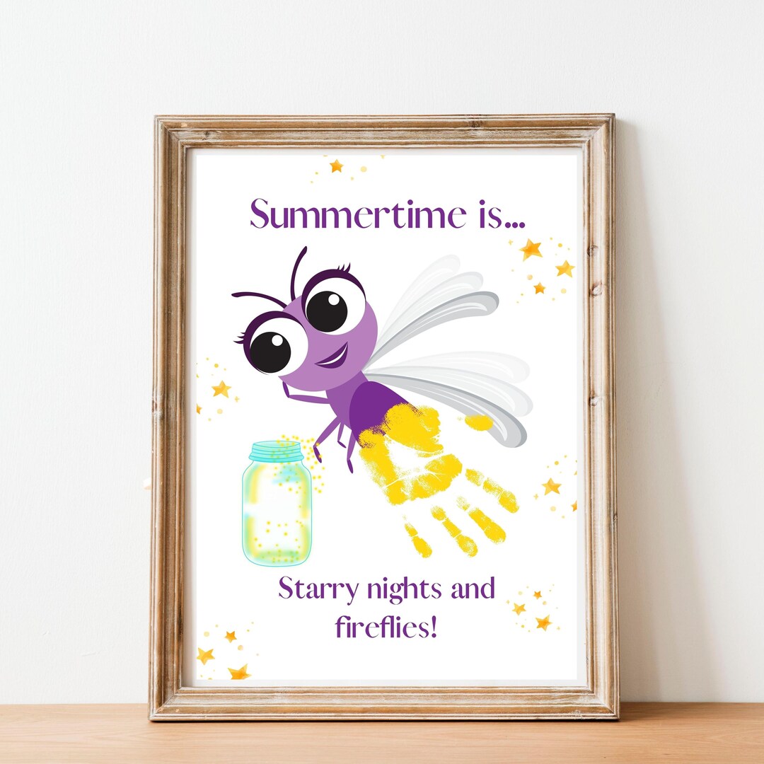 Firefly Handprint Art, Summer Activity for Kids, Printable Firefly Art ...