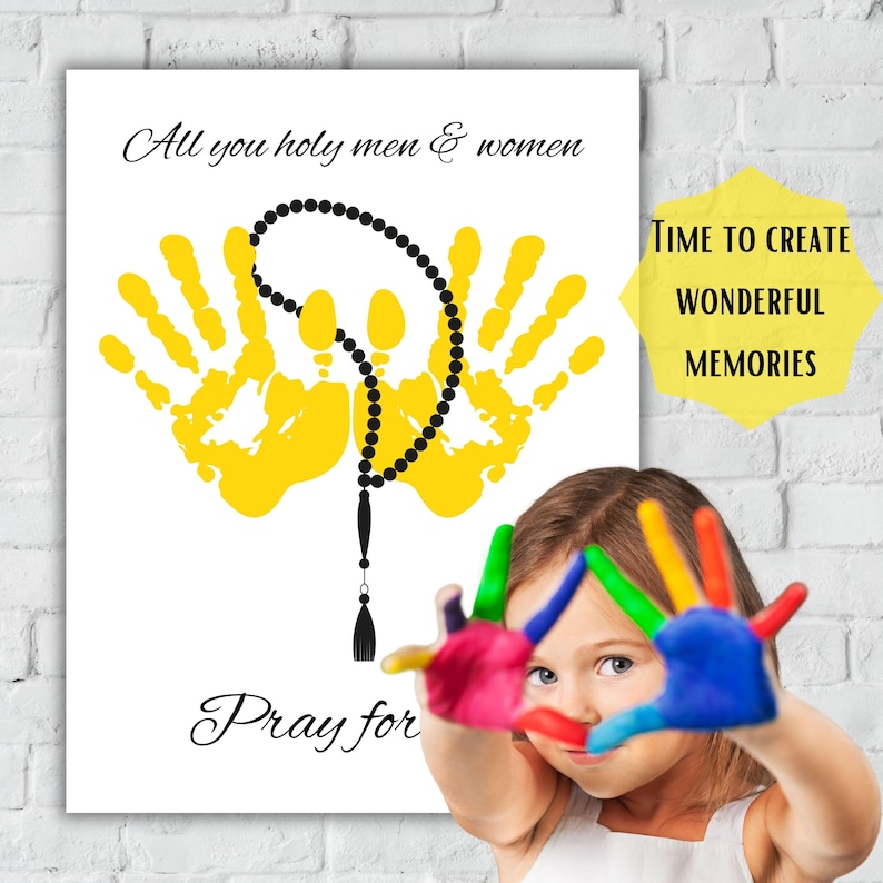 All Saints Day Handprint Craft for Kids, Printable Catholic Saints ...