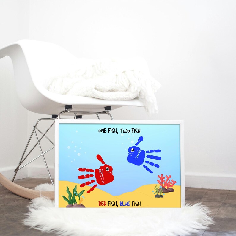 One Fish Two Fish Red Fish Blue Fish, Dr Seuss Week Handprint Art ...