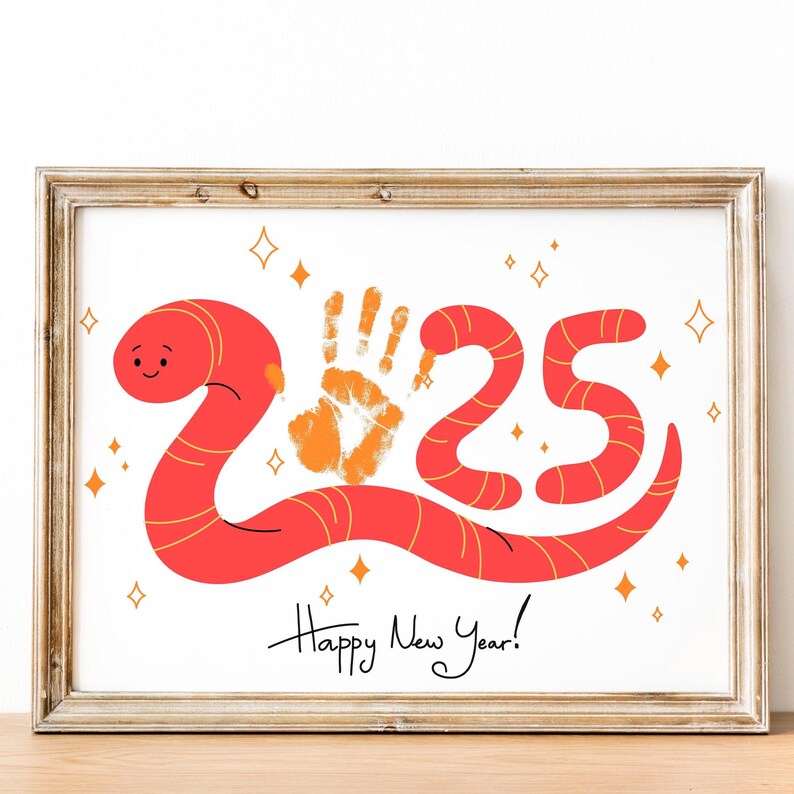 Chinese New Year Handprint Craft, Year of the Snake Art for Kids, Happy ...