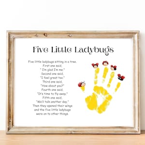 Five Little Ladybugs Poem, Handprint Art Craft, Printable Counting ...