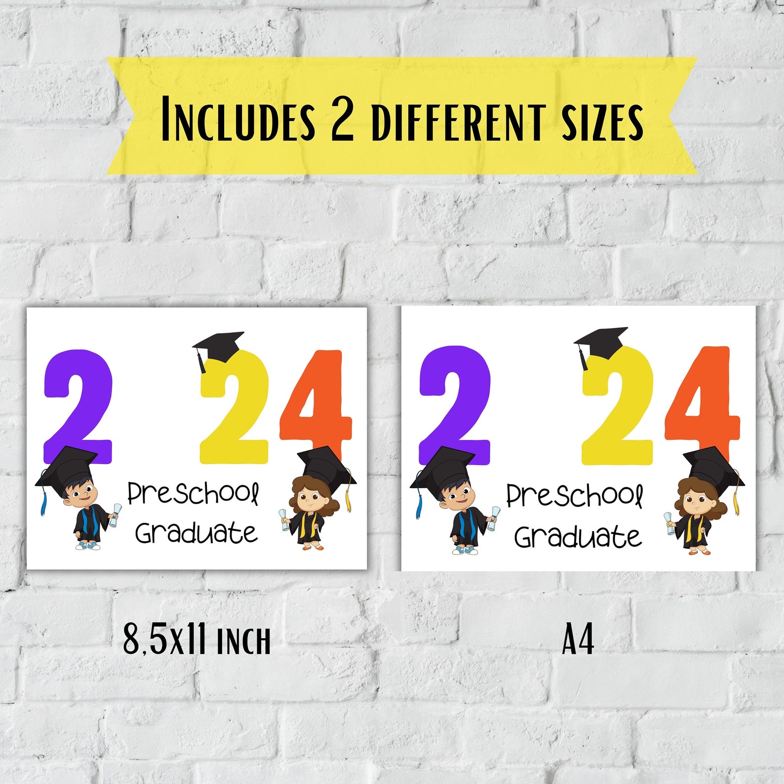 Preschool Graduate Certificate, 2024 Preschool Graduation Sign, Kids ...