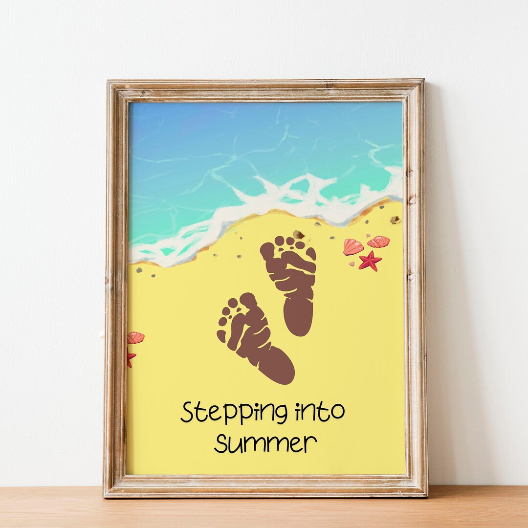 Printable Summer Beach Craft, Baby Footprint Keepsake, Stepping Into ...