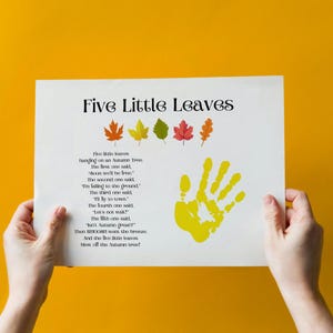 Fall Leaves Handprint Craft, Five Little Leaves Poem, Printable Autumn ...