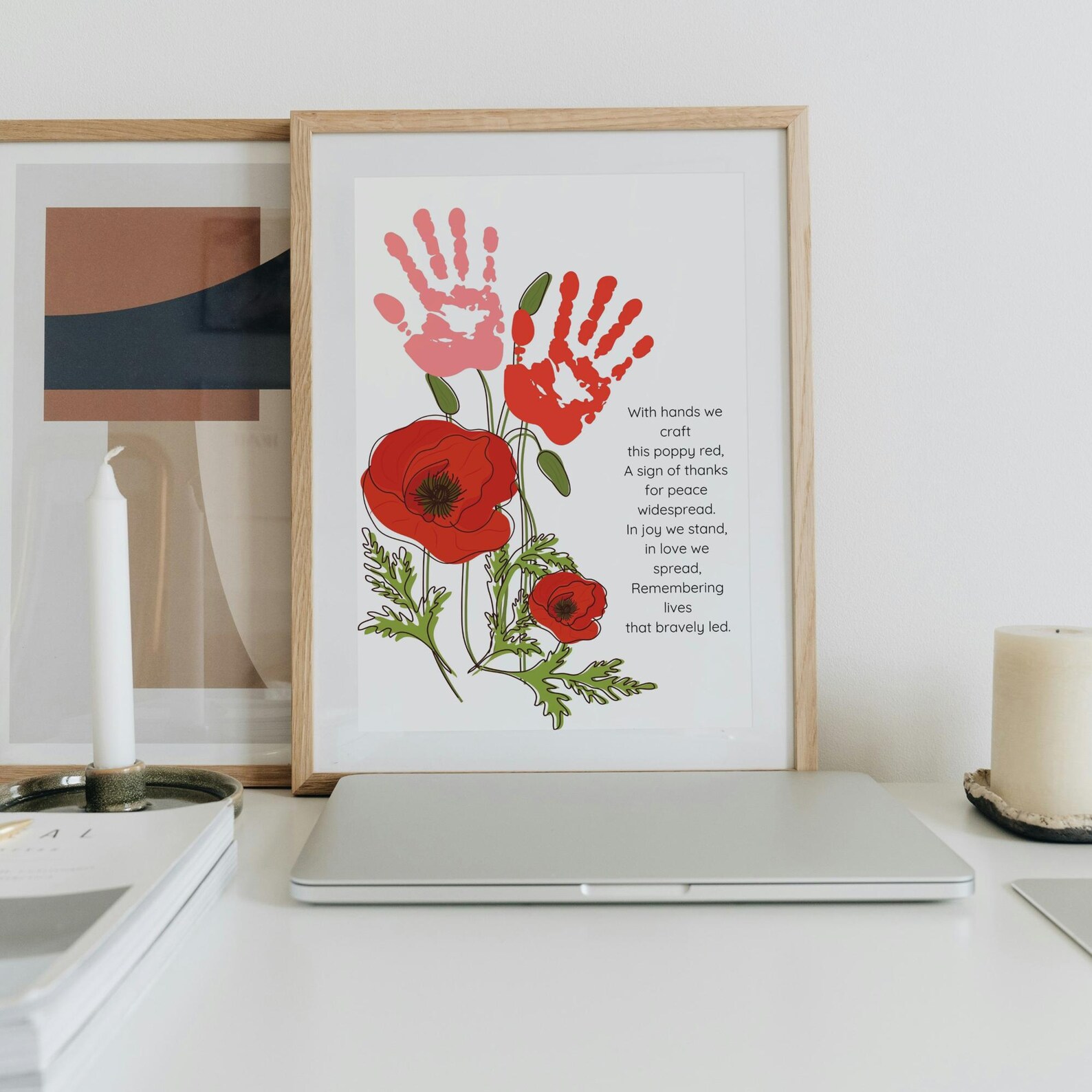 Veterans Day Poppy Handprint Craft for Kids, Printable Patriotic ...