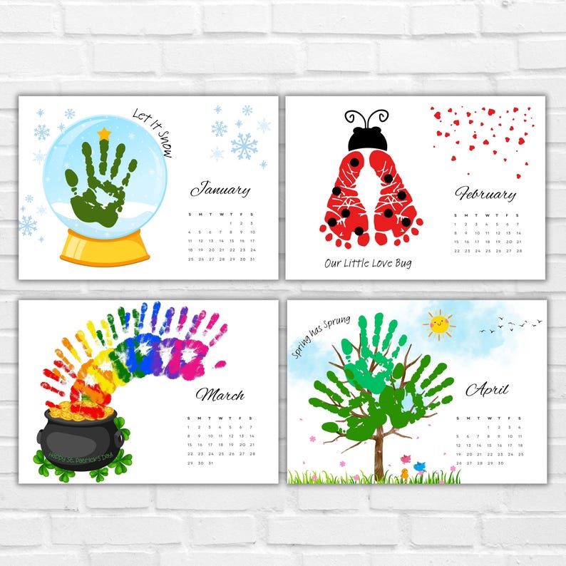 2026 Handprint & Footprint Calendar, 12 Months Memory Book, Preschool ...