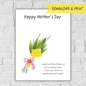 Mother's Day Handprint Art, DIY Flower Bouquet, Printable Gift for Mom ...