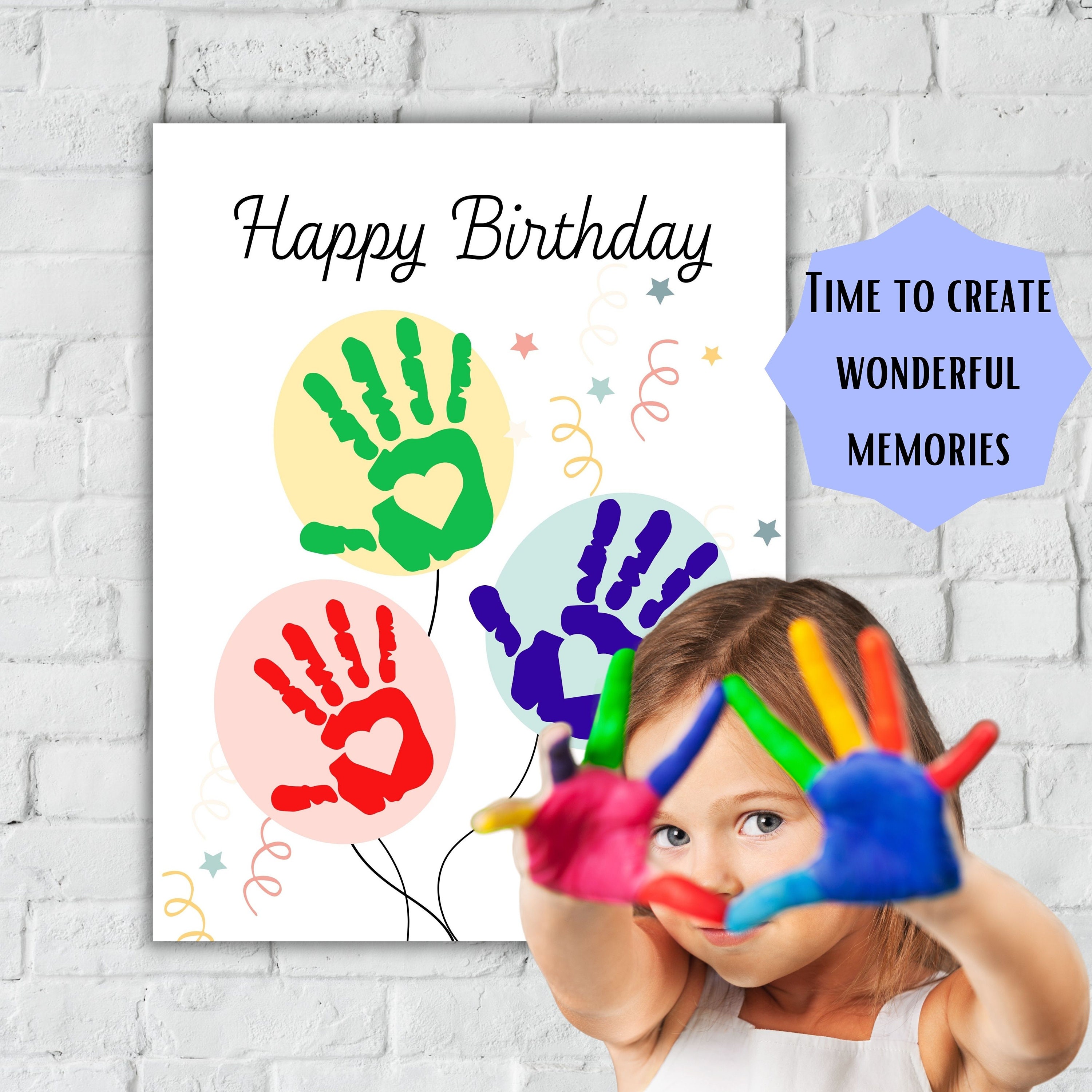 Handprint Balloons Birthday Craft, Printable Happy Birthday Gift From ...