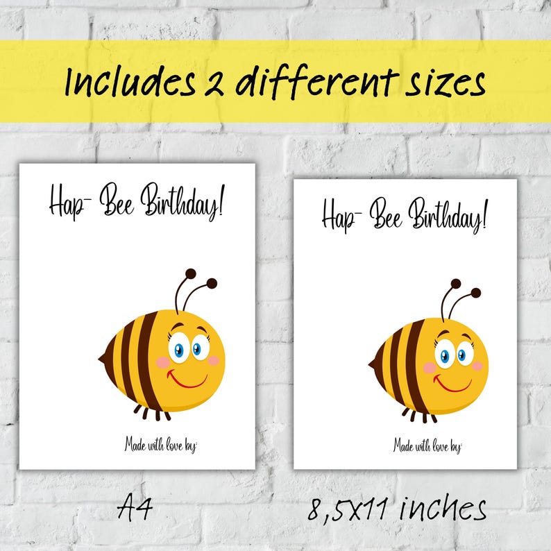 Hap-bee Birthday Handprint Art, Bumble Bee Birthday Card Printable ...