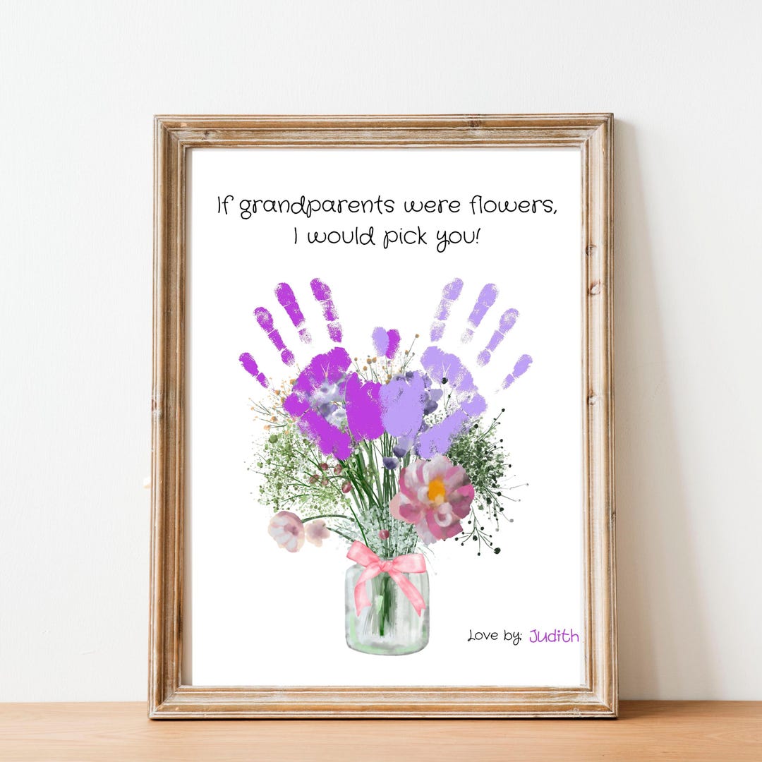 Grandparents Day Handprint Flowers Craft, Gift for Grandma & Grandpa ...