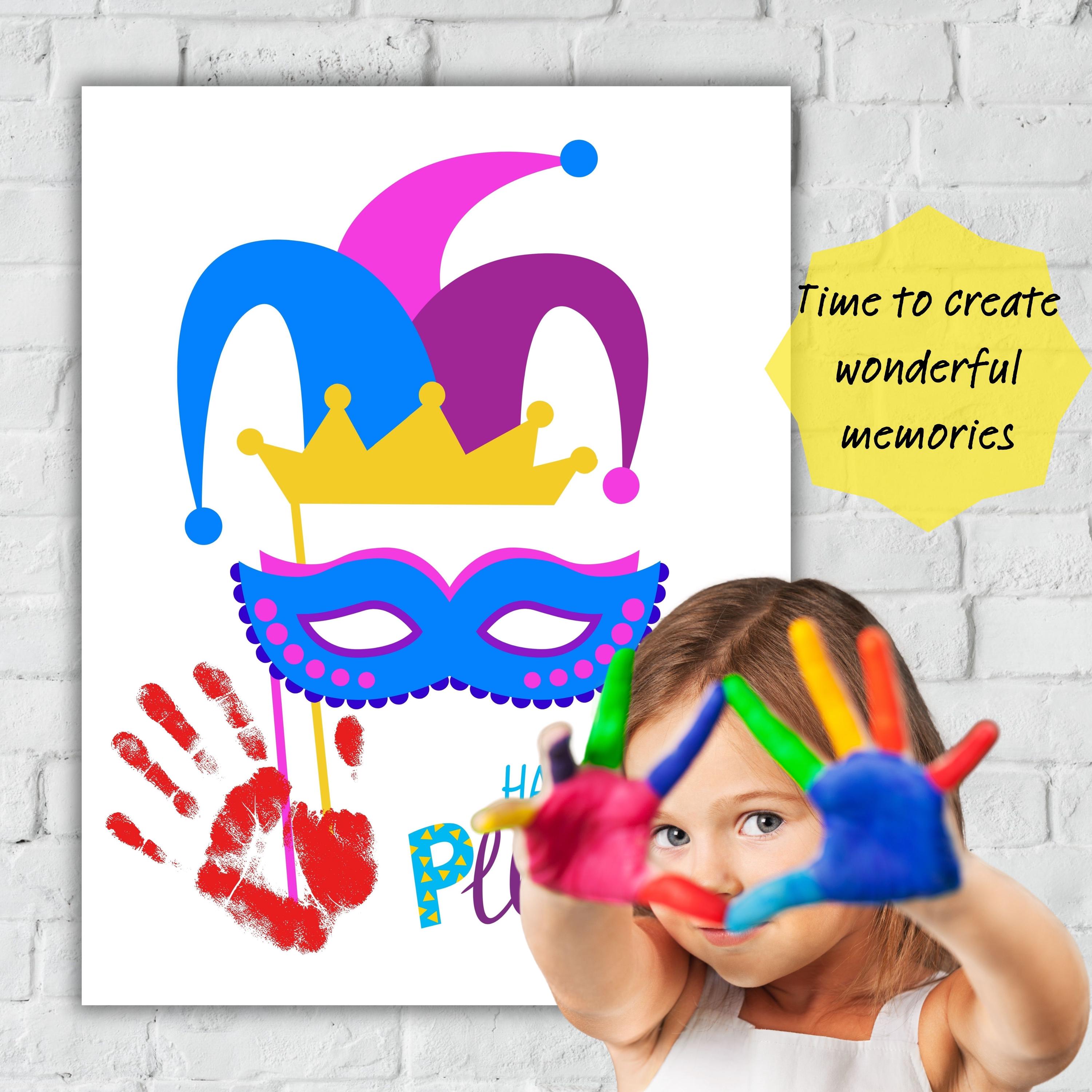 Purim Handprint Art, Jewish Holiday Craft, DIY Purim Mask, Happy Purim ...