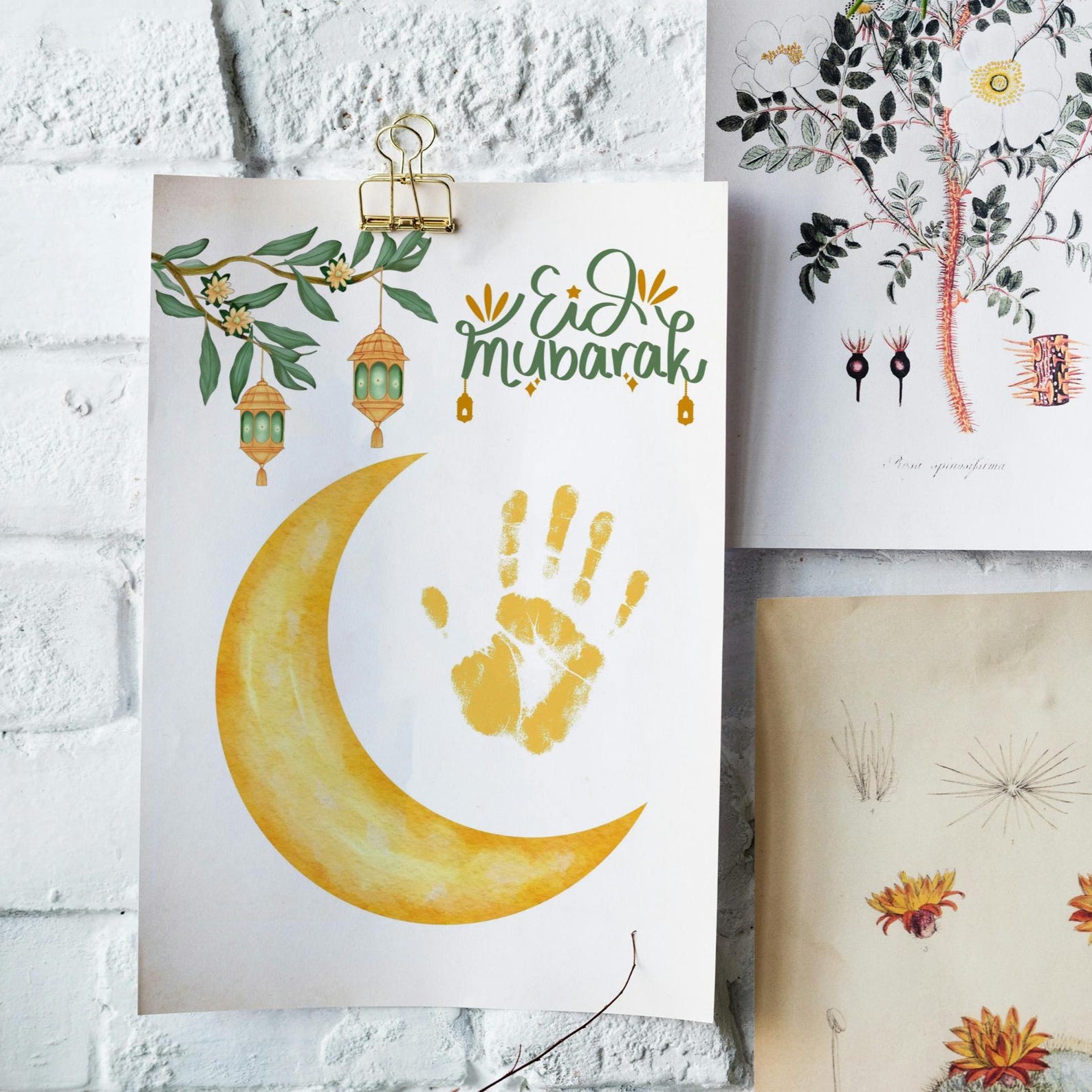 Eid Mubarak Handprint Art, Printable Ramadan Craft, Preschool Islamic ...