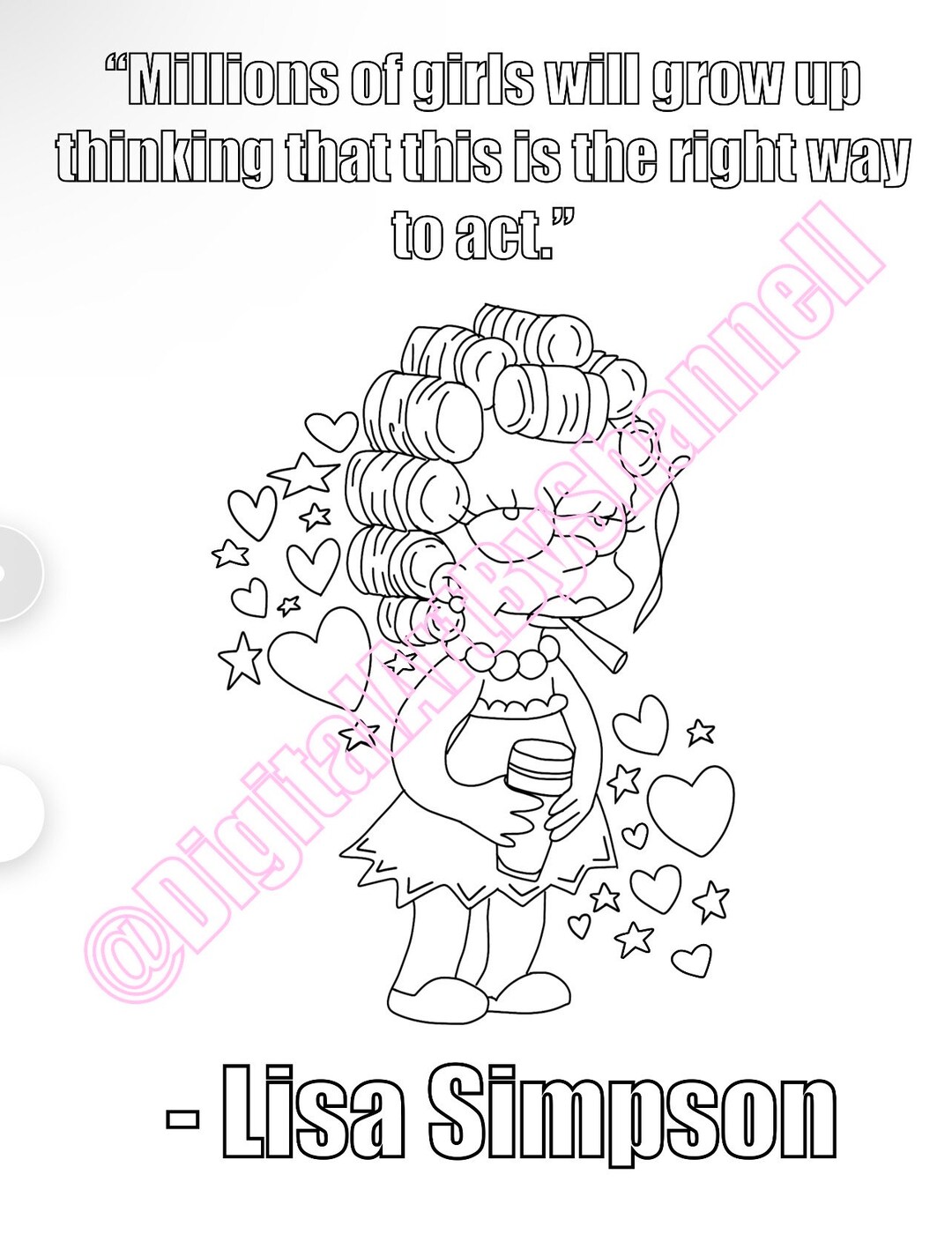 420 Stoner Adult Colouring Page Lisa Simpson. Digital Colouring Pages ...