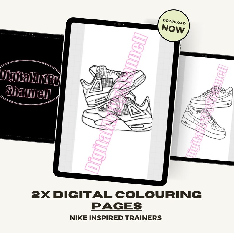 2 Digital and Printable Colouring Pages: Nike and Jordan Inspired ...